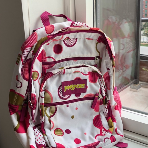 Jansport | Bags | Jansport White Backpack With Pink Details | Poshmark